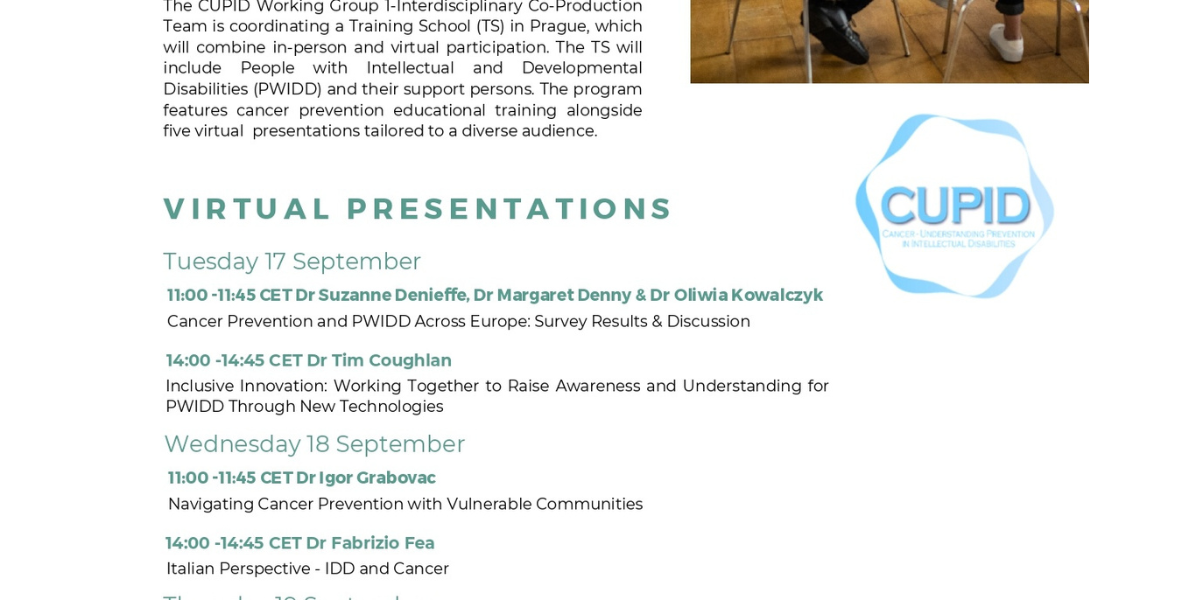 Training School Tuesday 17 - Thursday 19, September 2024 - CUPID ...